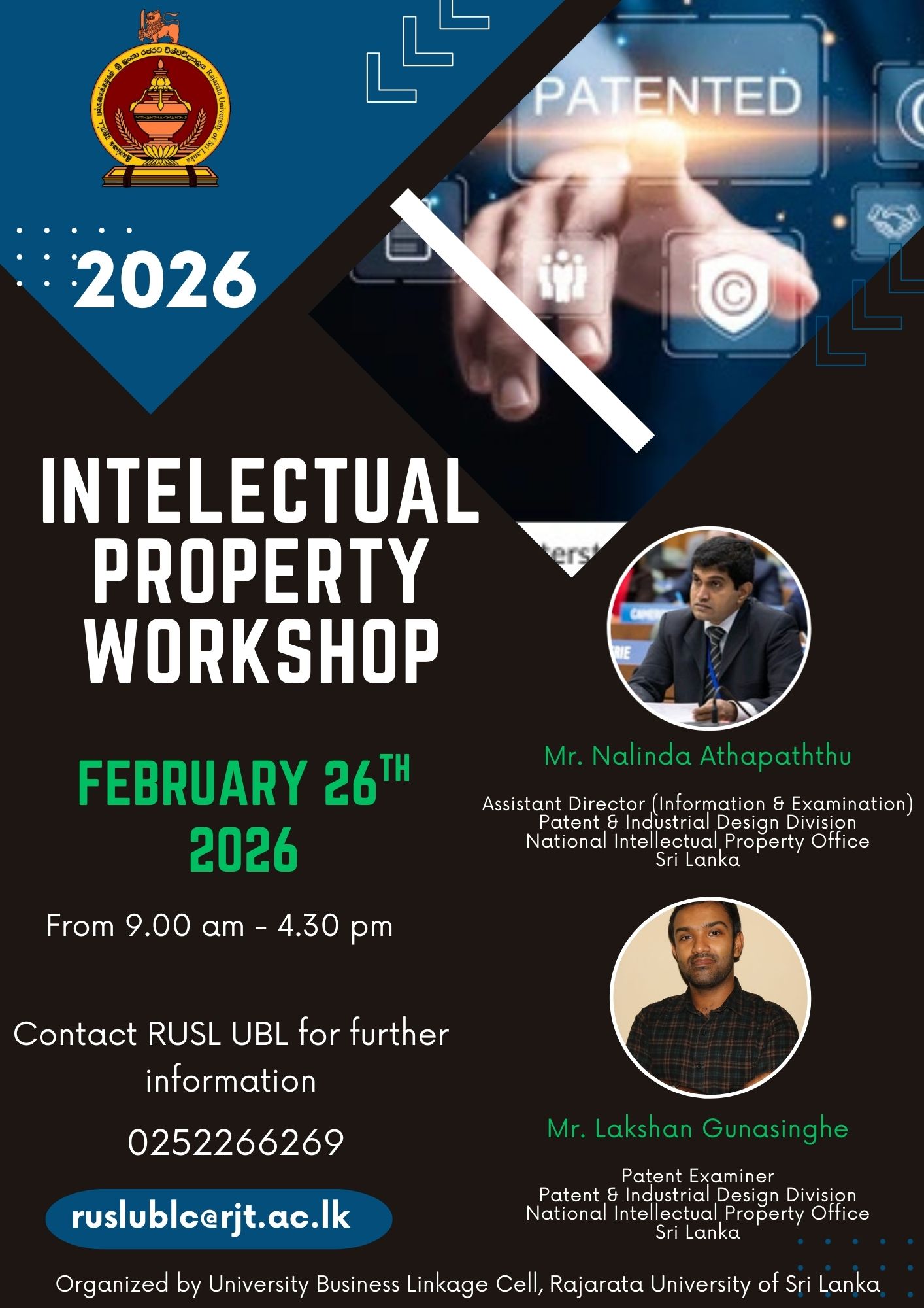 Intellectual Property Related Workshop – 26th February 2026 - Rajarata ...